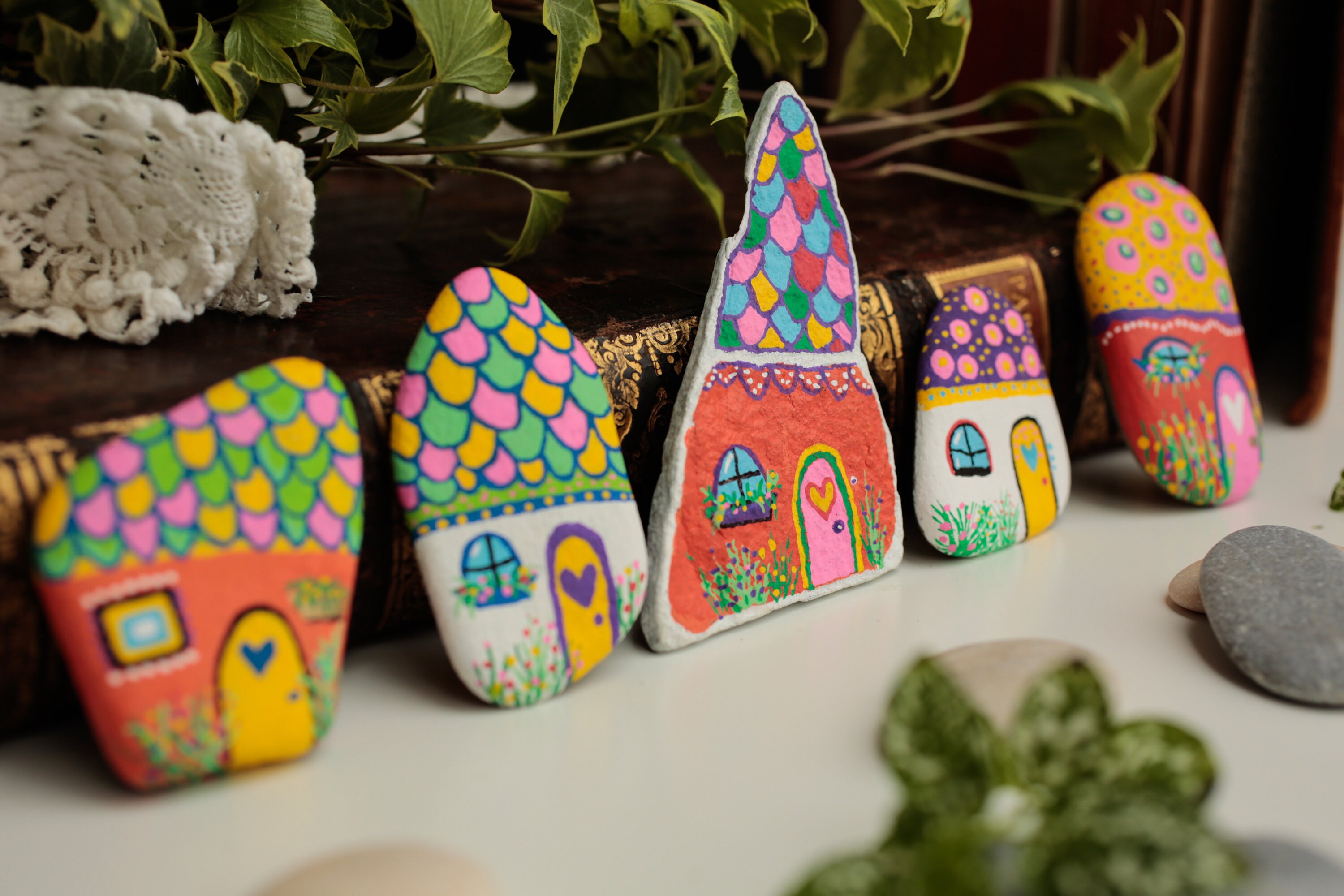 Hand Painted Stone, Pebble Art, House Decor, Home Decoration, Tiny ...