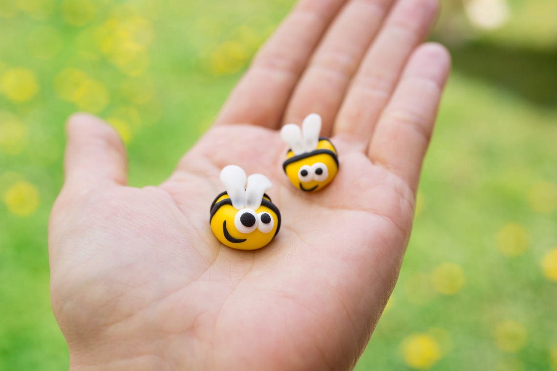 Bee Magnet, Handmade Magnet Bee, Cute Polymer Clay Magnet, Little ...