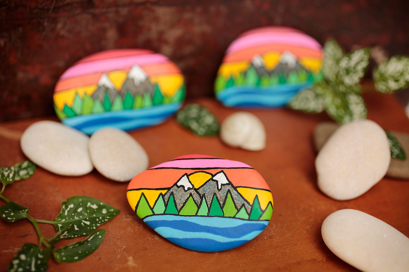 Hand Painted Stone, Pebble Art, Mountain Pebble, Mountain Lover Gift ...