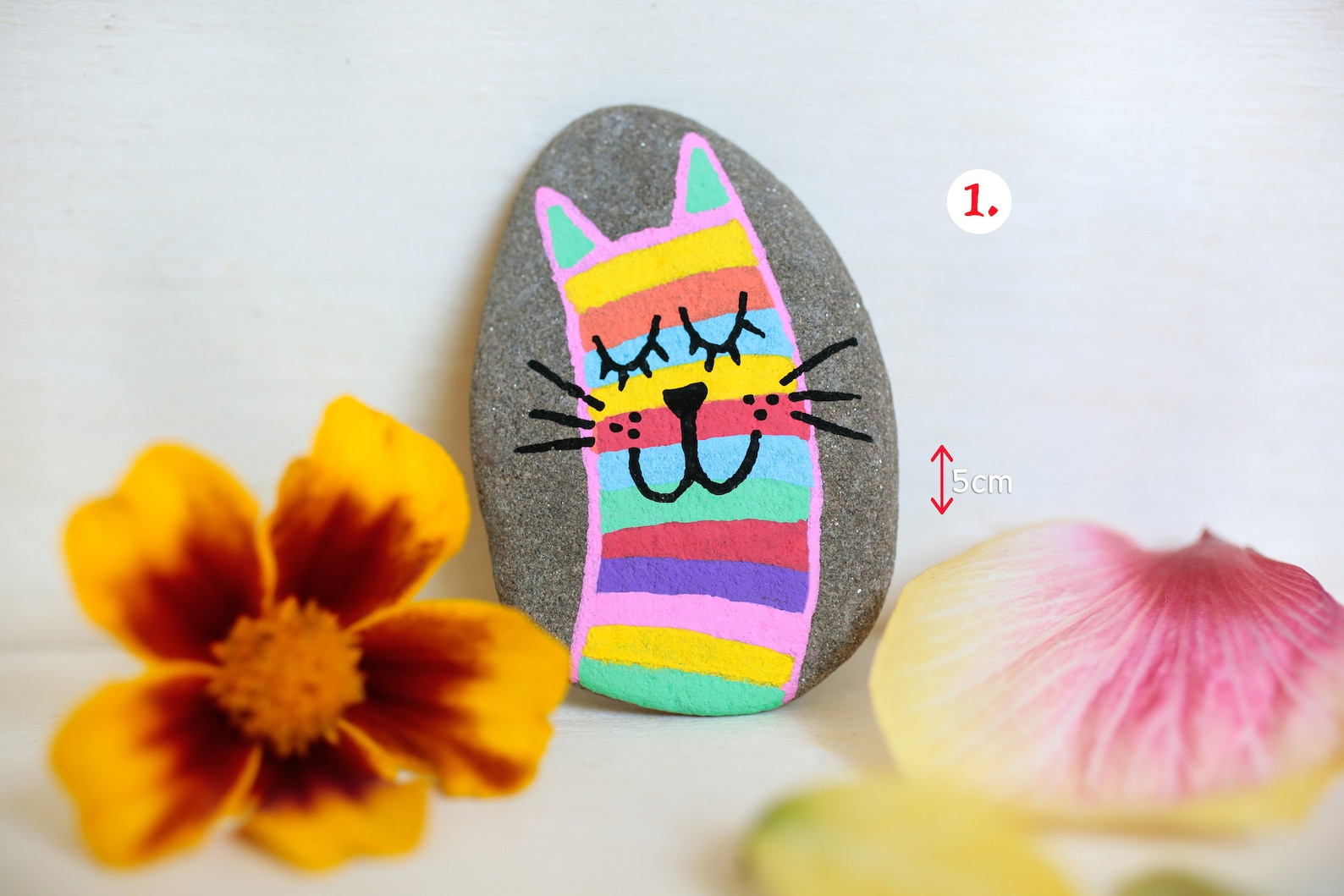 Rainbow Cat Pebble Hand Painted Stone Painted Pebble - Etsy