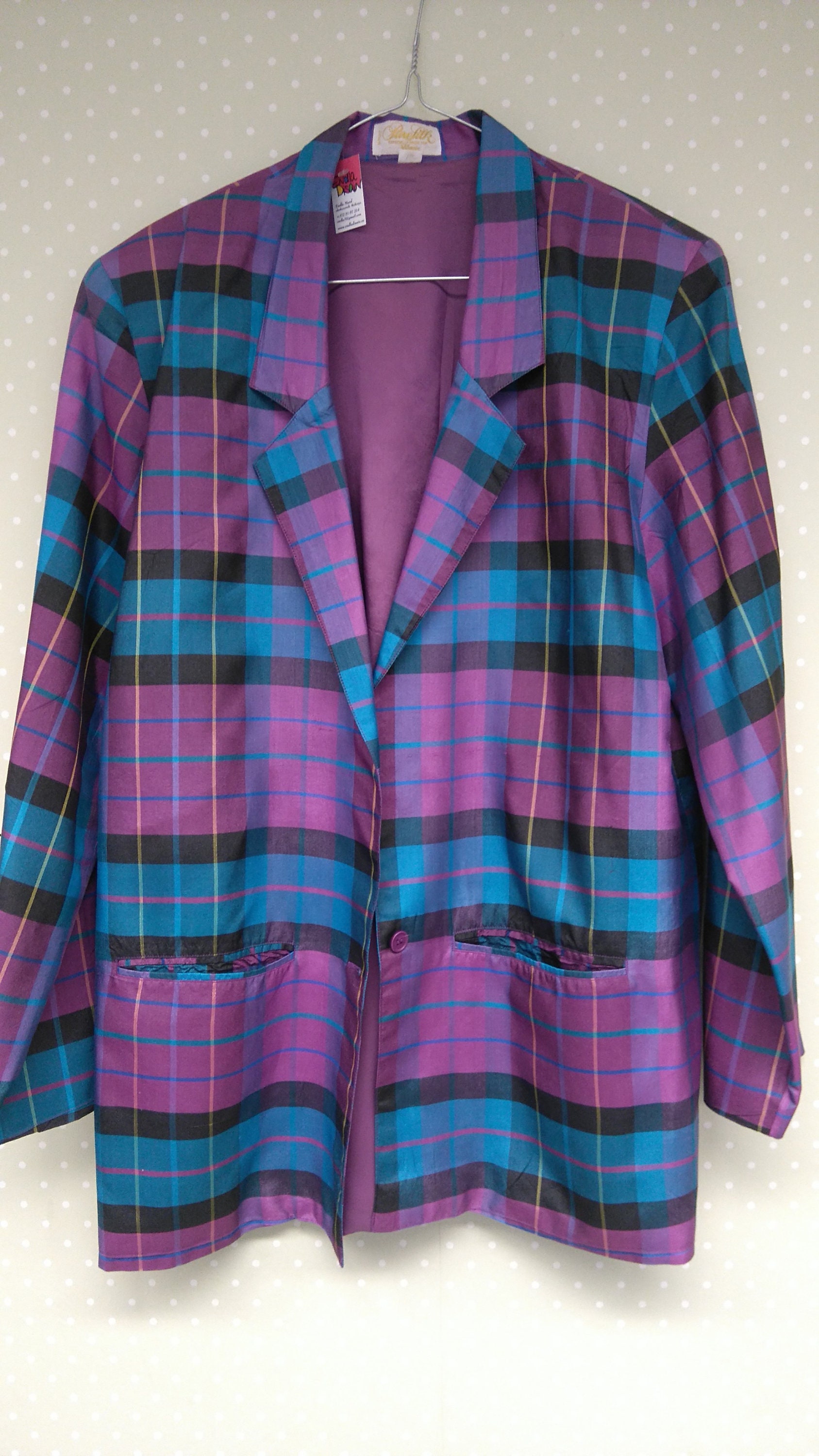 Squared Pure Silk Jacket /vintage 80 S/ Elegant Blazer/bohemian ...