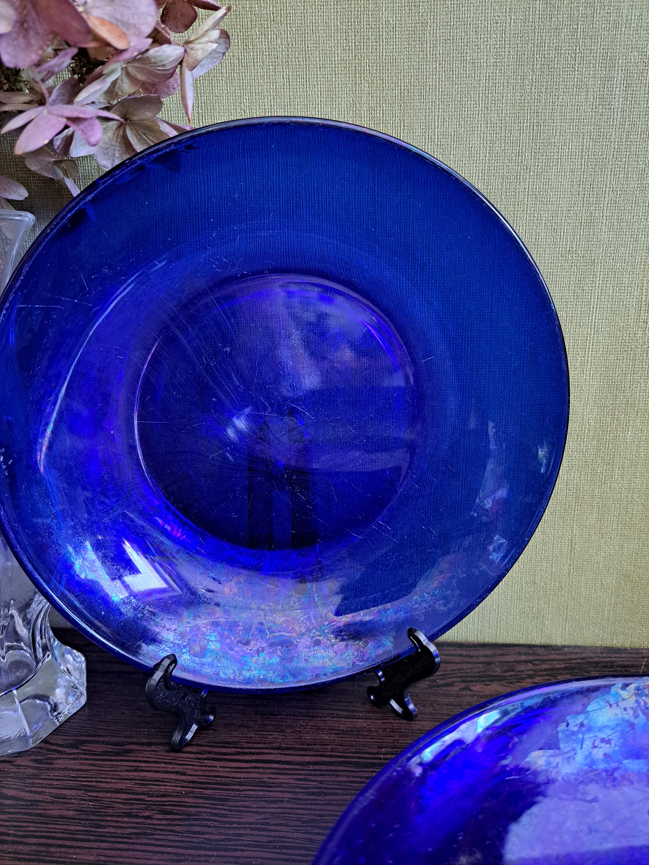 Cobalt Blue Glass Cake Plates, Serving Platters,vintage Glass, Gift ...