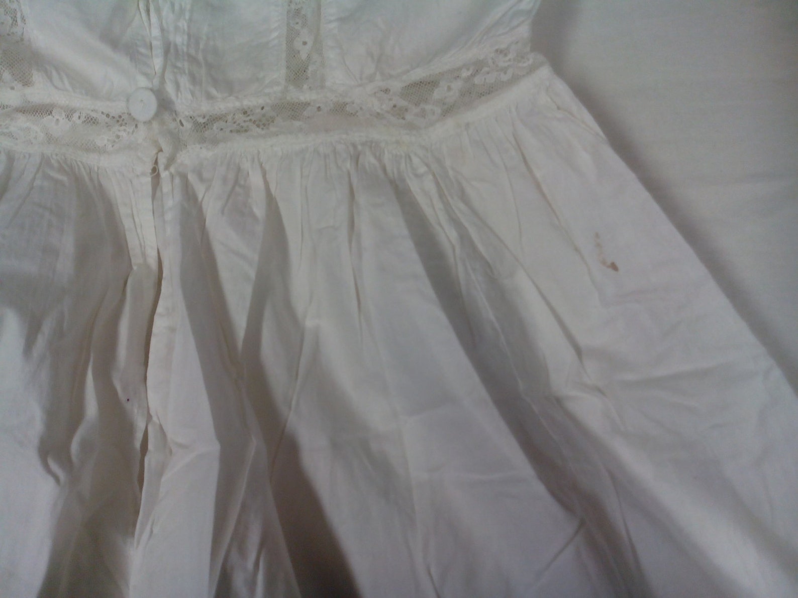 1920's Antique Ivory Batiste Cotton Girl Doll Long Dress Night Gown ...