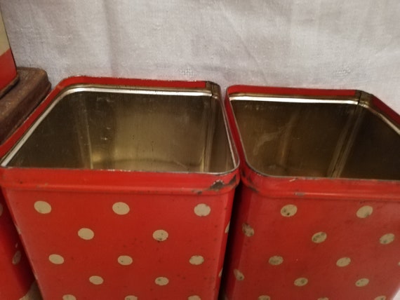 Kitchen & Dining Polka dot kitchen tin/Red tin coffee canister /Kitchen ...