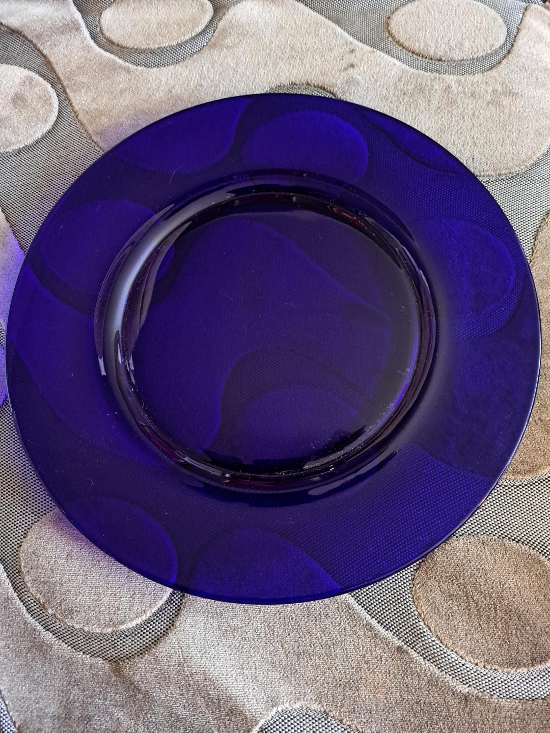 Cobalt Blue Glass Dinner Plates, Serving Platters,vintage Glass, Gift ...