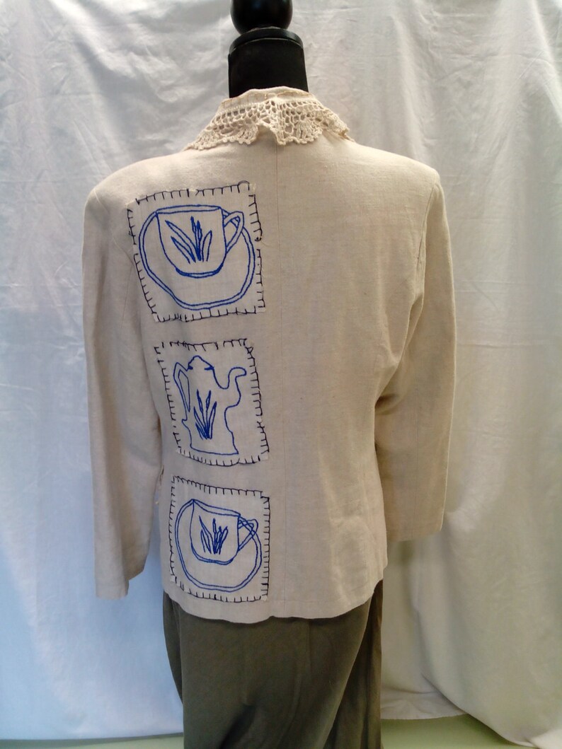 Upcycled Linen Rustic Jacket ,bohemian/cottage Chic/ Lace/country Chic ...