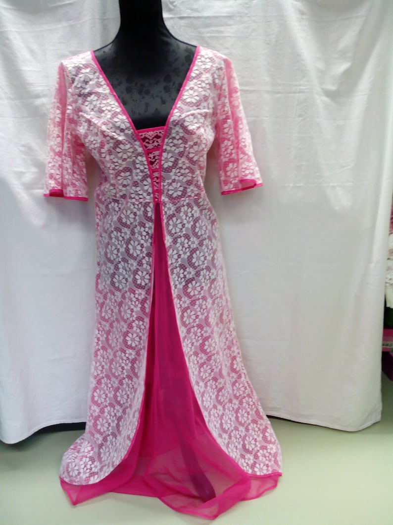 Vintage Negligee 70s/pinc Negligee/lace Negligee/ecofriendly/unique ...