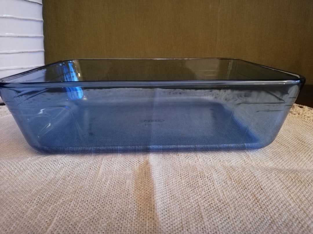 Vintage Blue Glass Rectangular Base - Etsy