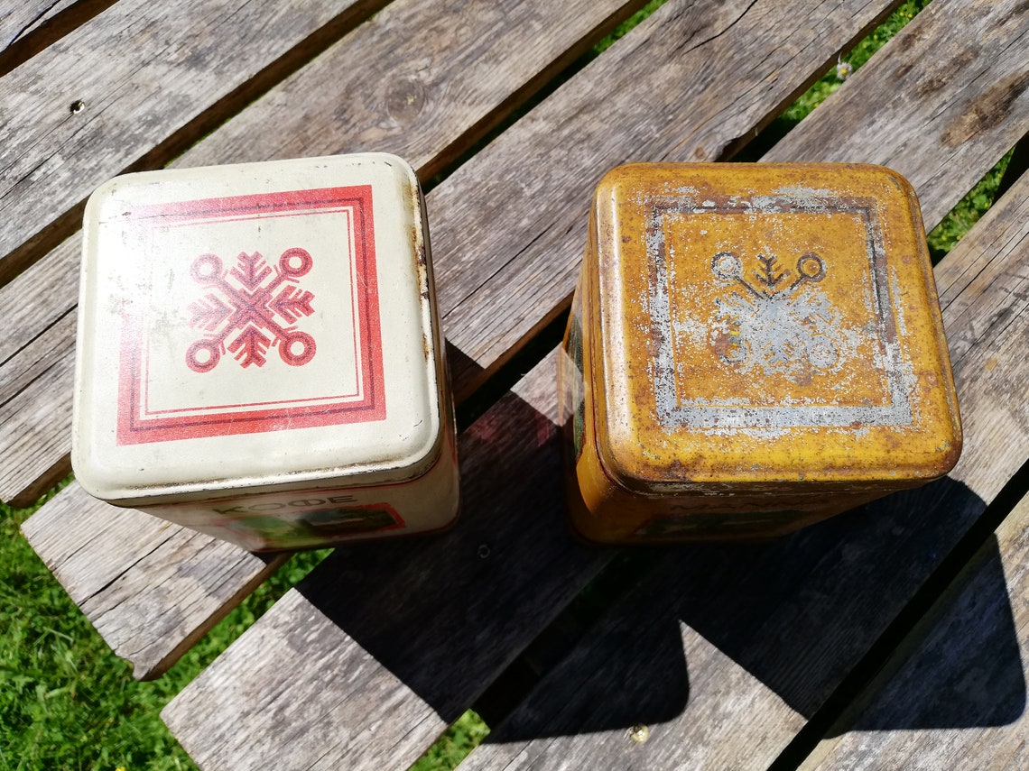 Vintage Tin Food Container,rarity From 50s,vintage Tin Box With Lid ...