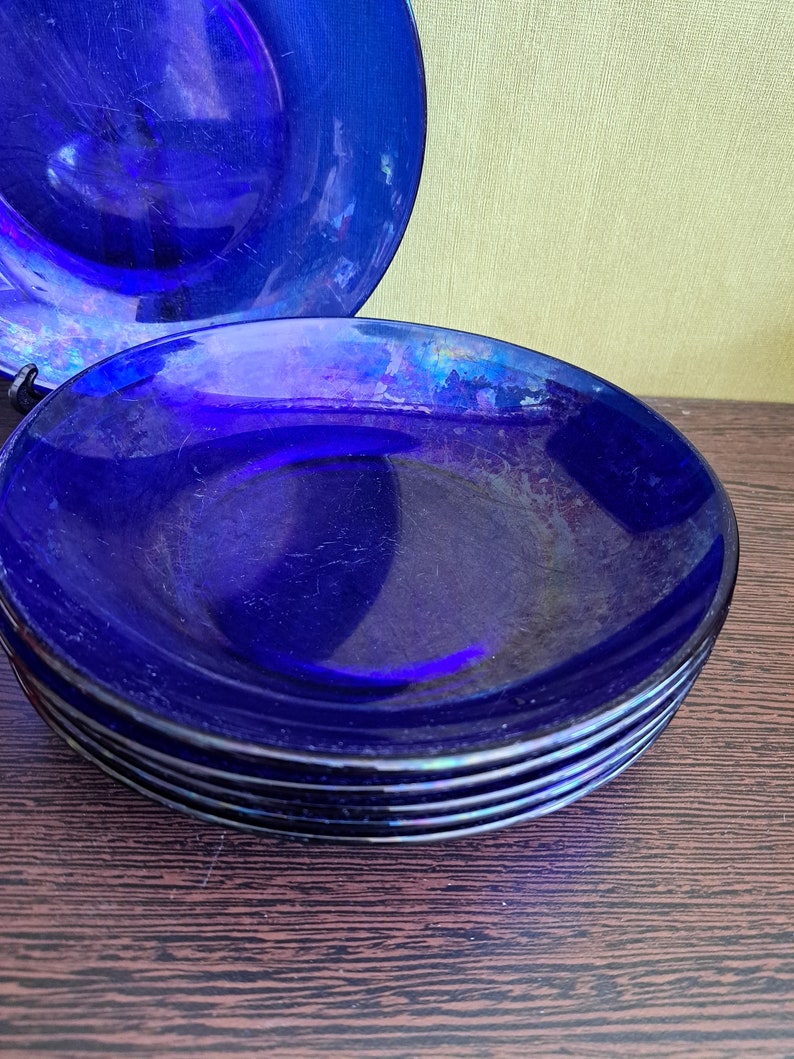Cobalt Blue Glass Cake Plates, Serving Platters,vintage Glass, Gift ...