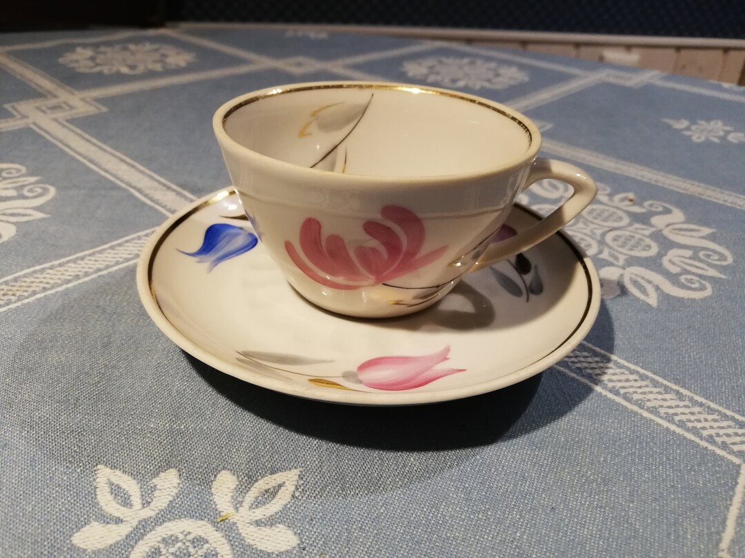 Riga Porcelain Factory Coffee/ PFF Regina Tea Cup and RPR Saucer ...