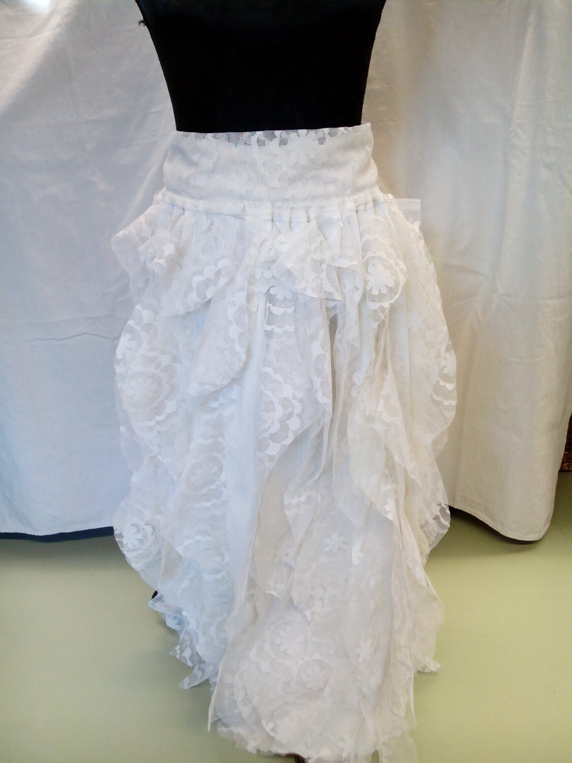 Upcycled White Bridal Ruffled Maxi Rustic Skirt/lacy/endladesign ...