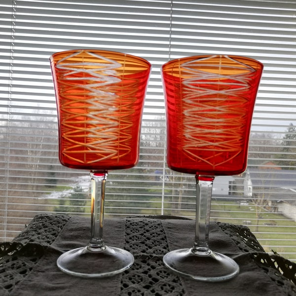 Red Hand Cut Crystal Vintage - Etsy