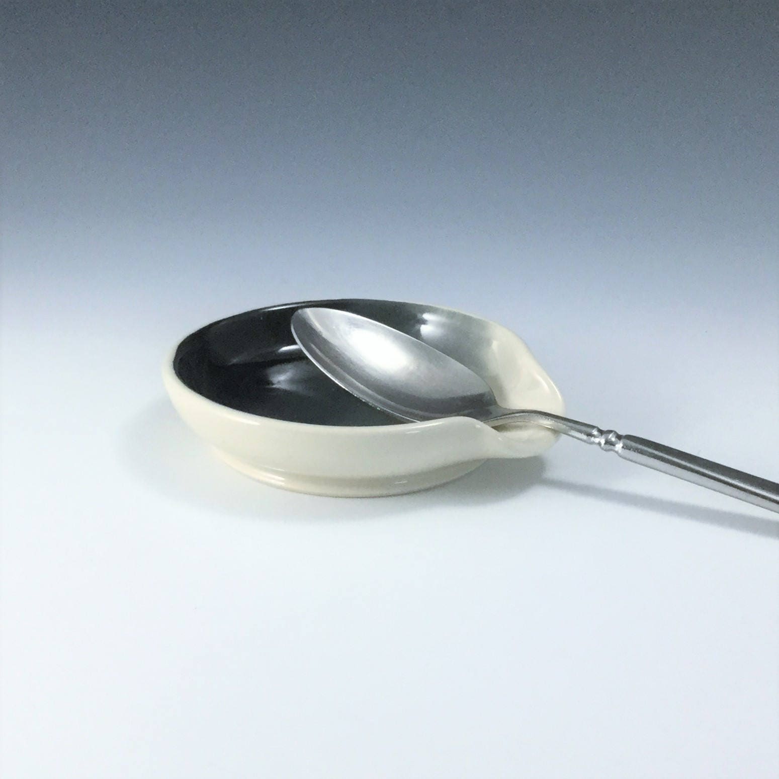 Ceramic Spoon Rest Ombré Gray Black and White Porcelain | Etsy