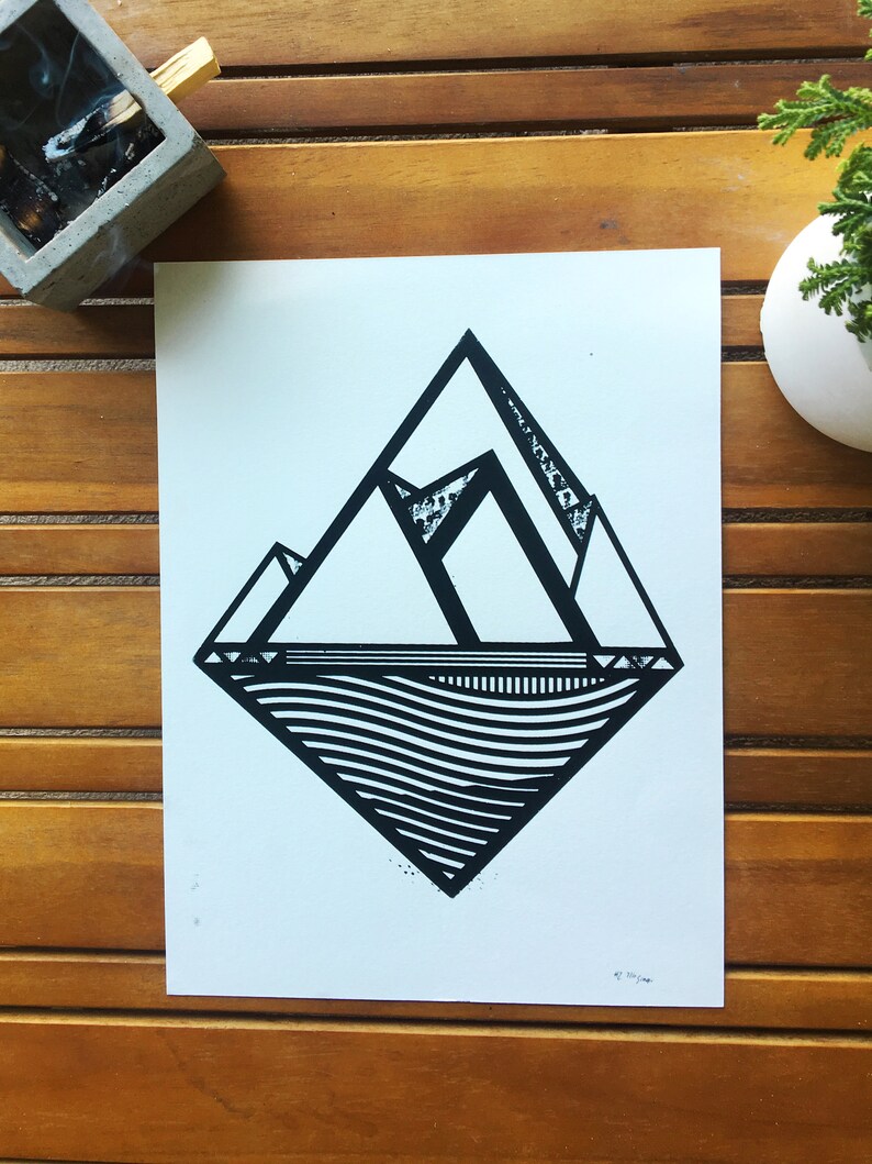 Mountain Water One Color Screen Print - Etsy
