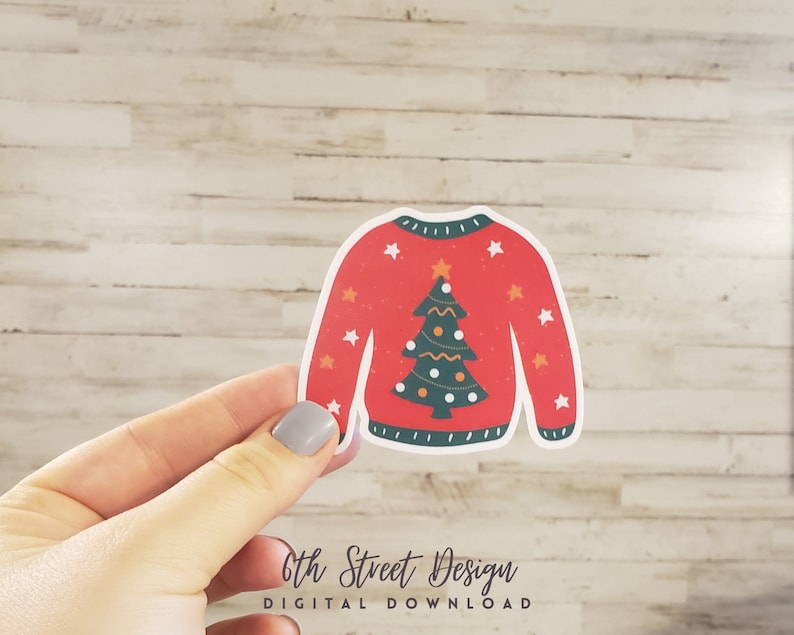 Ugly Christmas Sweater Sticker Waterproof Sticker - Etsy