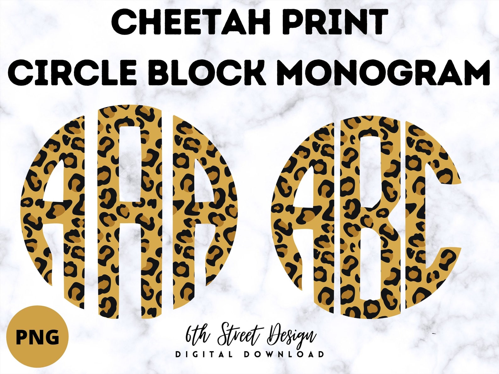 Cheetah Print Circle Monogram Font PNG Digital Download - Etsy