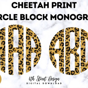Cheetah Print Circle Monogram Font PNG Digital Download Sublimation ...