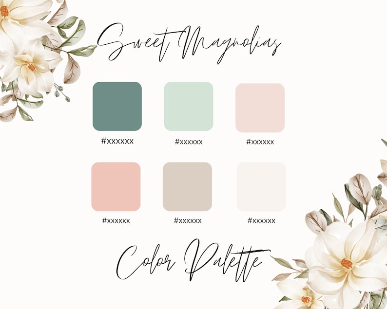 Sweet Magnolias Digital Color Palette - Hex Code Palette - Procreate ...