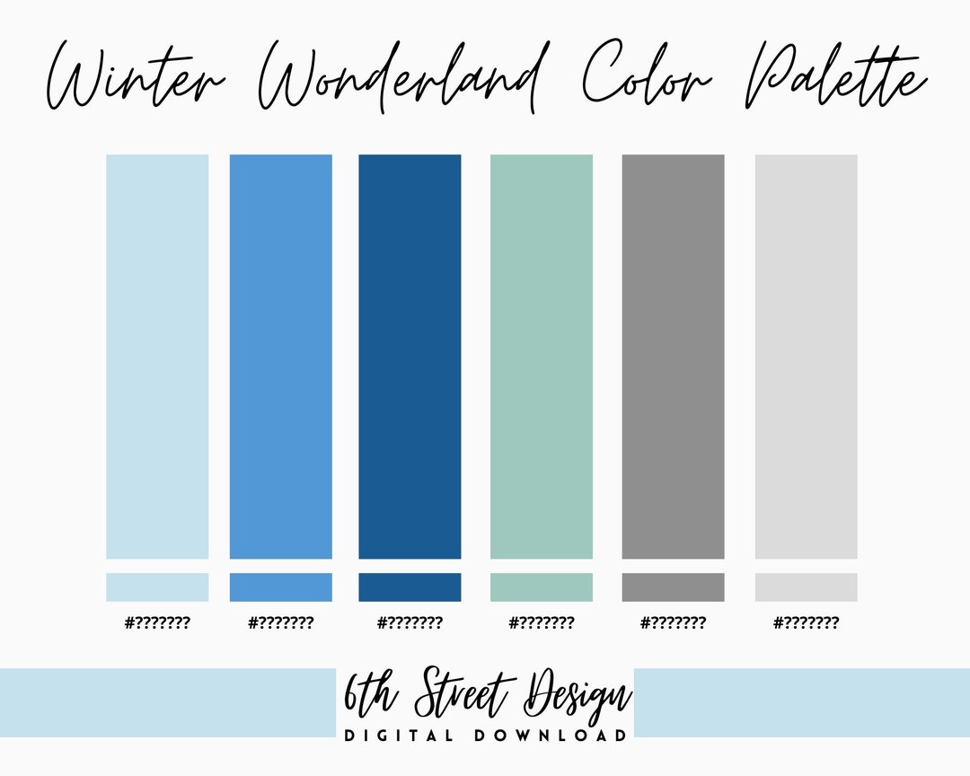 Winter Wonderland Digital Color Palette - Digital Download - HEX Code ...