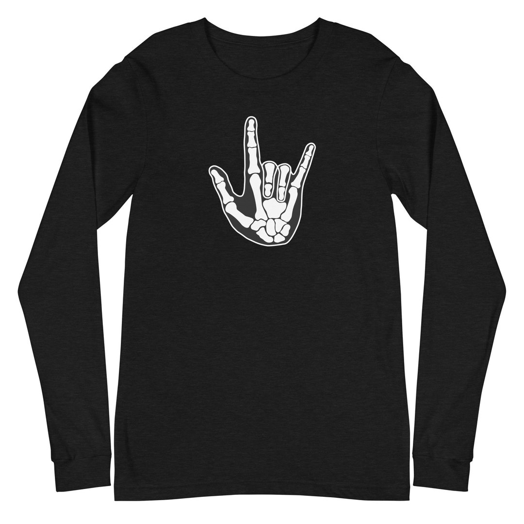 Unisex - Skeletal ILY in American Sign Language Long Sleeve Tee - Etsy