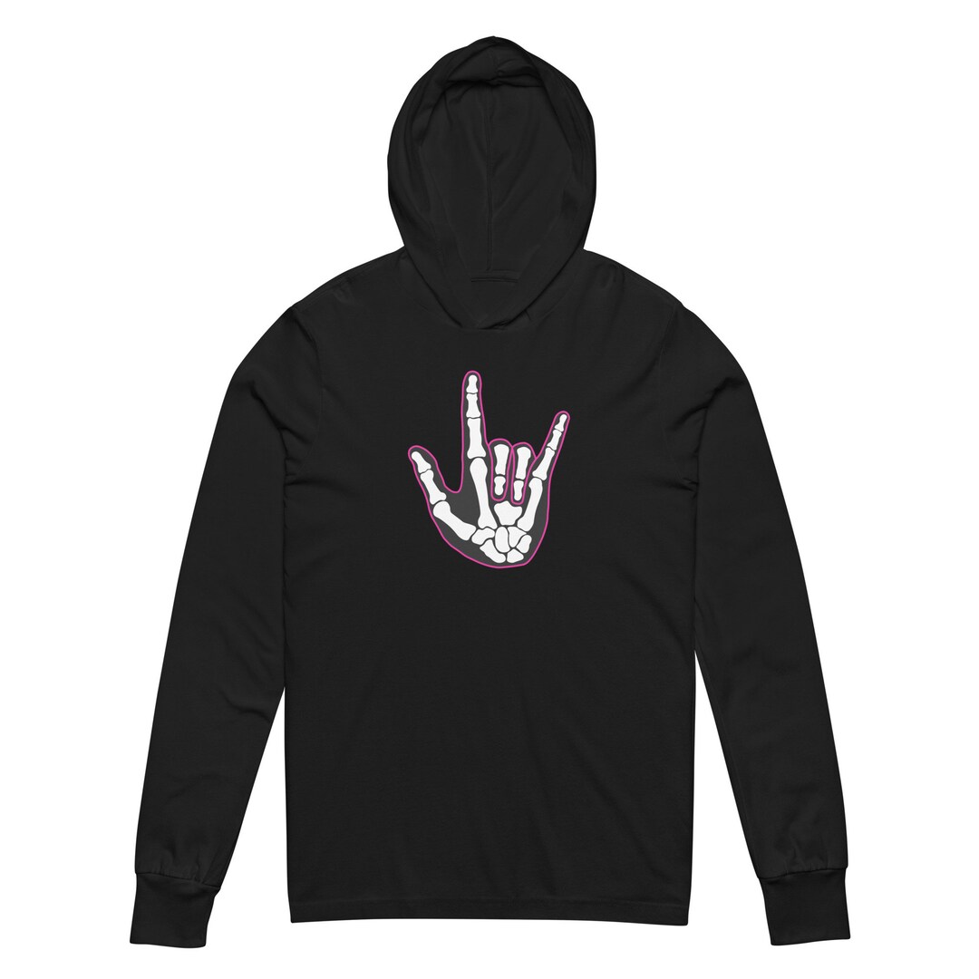 Skeleton ILY With Fuchsia Outline Hooded Long-sleeve Tee - Etsy