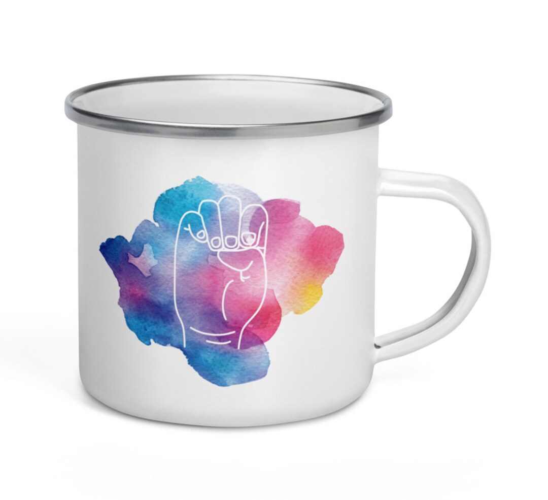 Personalized Sign Language Watercolor Camper Mug, Personalized Name in ...