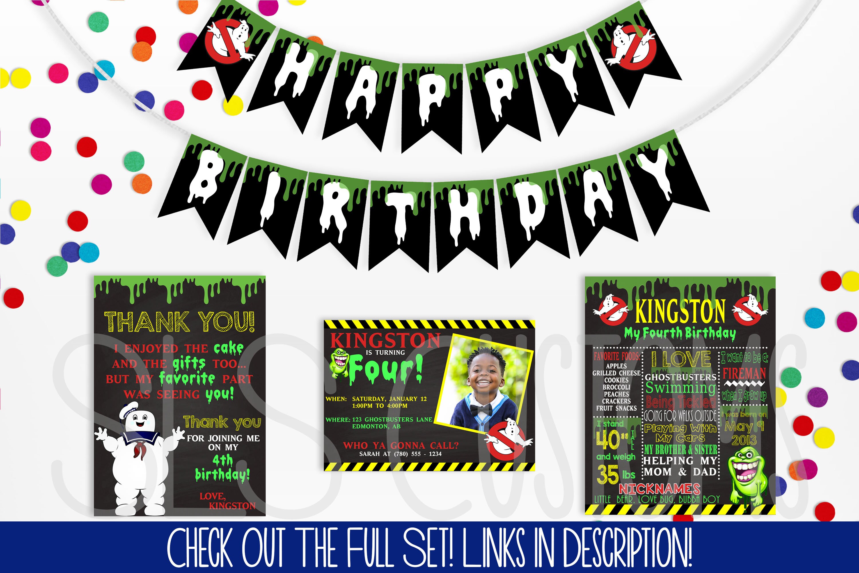 Ghostbusters Themed Printable Birthday Thank You Cards 4x6 or | Etsy ...