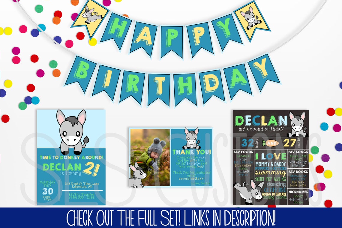 Donkey Boy Themed Printable Birthday Invitations 4x6 or 5x7 - Etsy