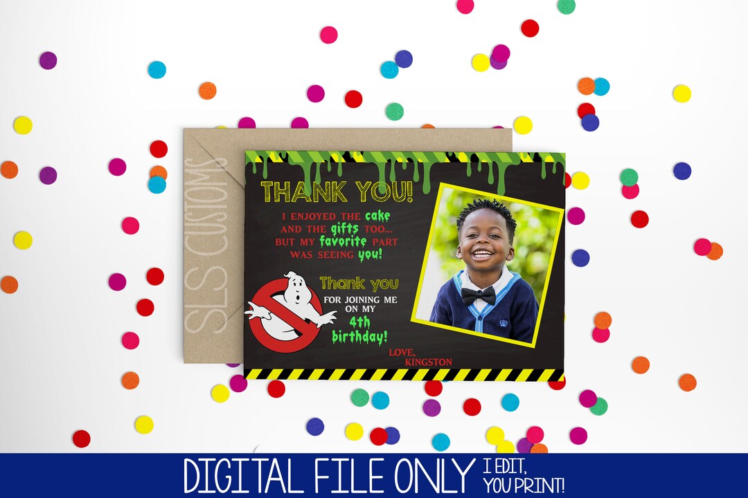 Ghostbusters Themed Printable Birthday Thank You Cards! 4x6 or 5x7 ...