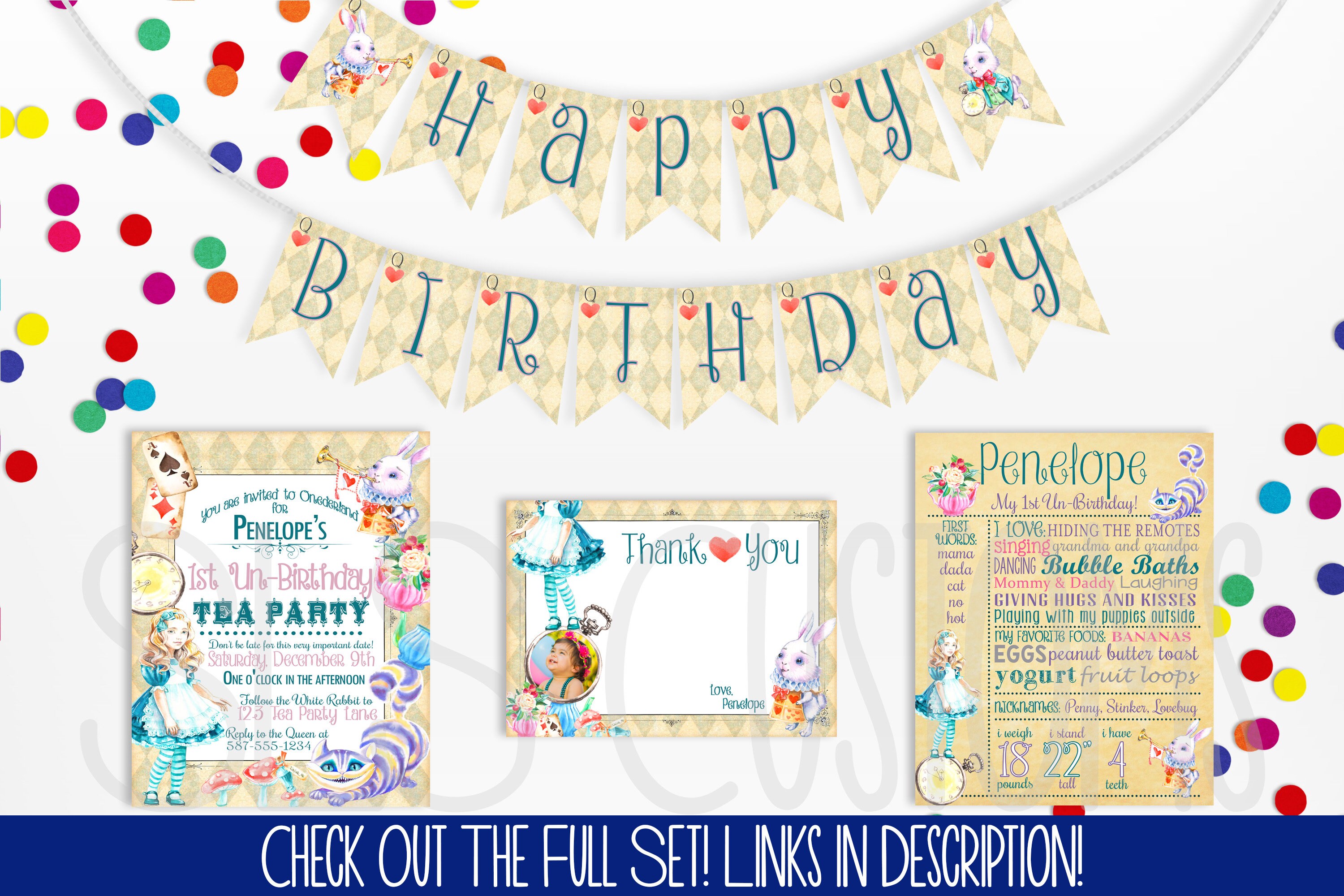 Alice in Wonderland Themed Printable Birthday Banner Includes | Etsy Canada