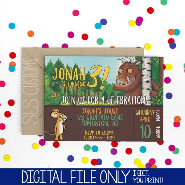 Gruffalo Invitation - Etsy New Zealand