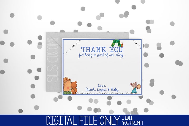 Reading / Story Book Themed Printable Thank You Card Baby - Etsy