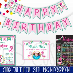 Flamingo Themed Printable Birthday Banner! Includes Birthday Year ...