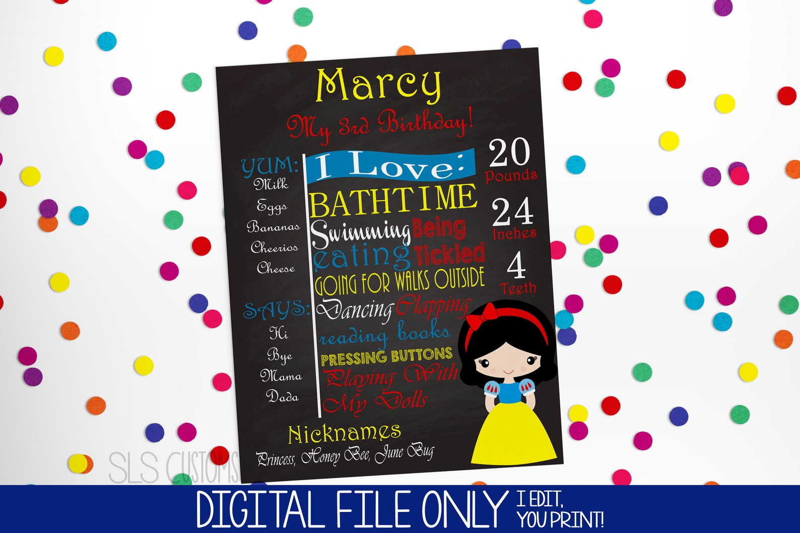 Snow White Inspired Printable Chalkboard Sign Perfect for | Etsy