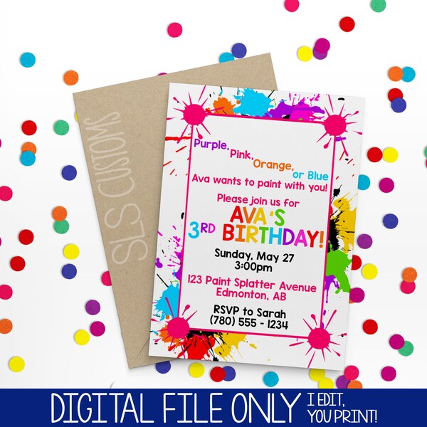 Paint Splatter Invitation - Etsy Canada