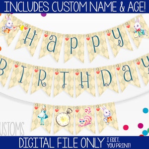 Alice in Wonderland Themed Printable Birthday Banner Includes - Etsy Canada