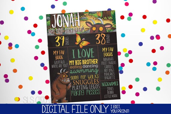 Gruffalo Themed Printable Chalkboard Sign Perfect for | Etsy