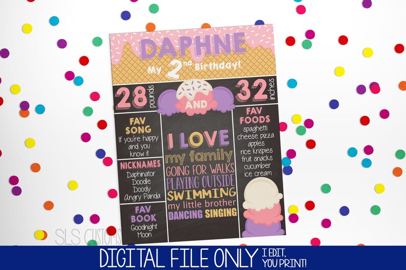 Dripping Ice Cream Themed Printable Chalkboard Sign Perfect - Etsy