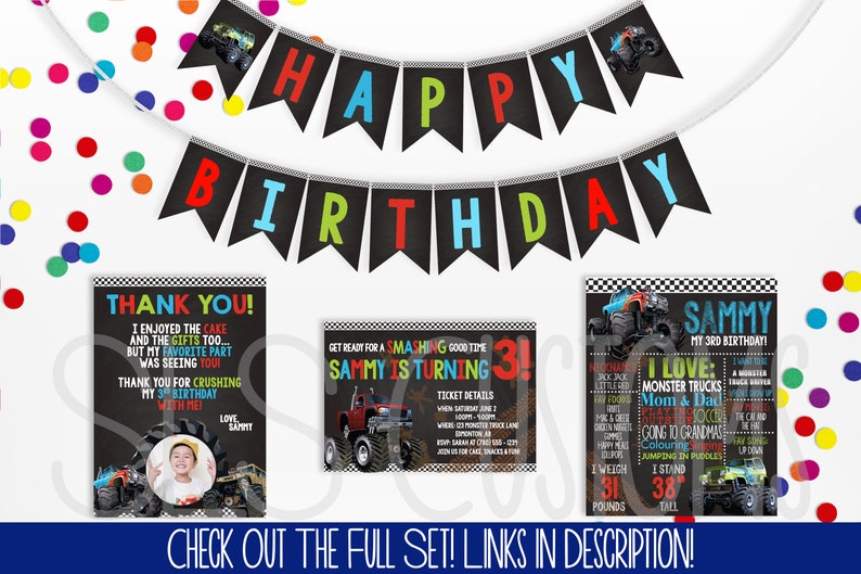 Monster Truck Themed Printable Chalkboard Sign Perfect for - Etsy Canada