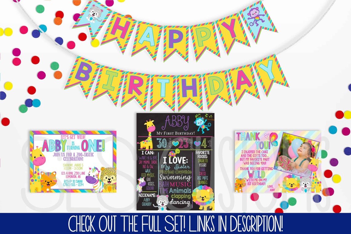 Rainbow Zoo / Jungle Themed Printable Chalkboard Sign Perfect - Etsy Canada