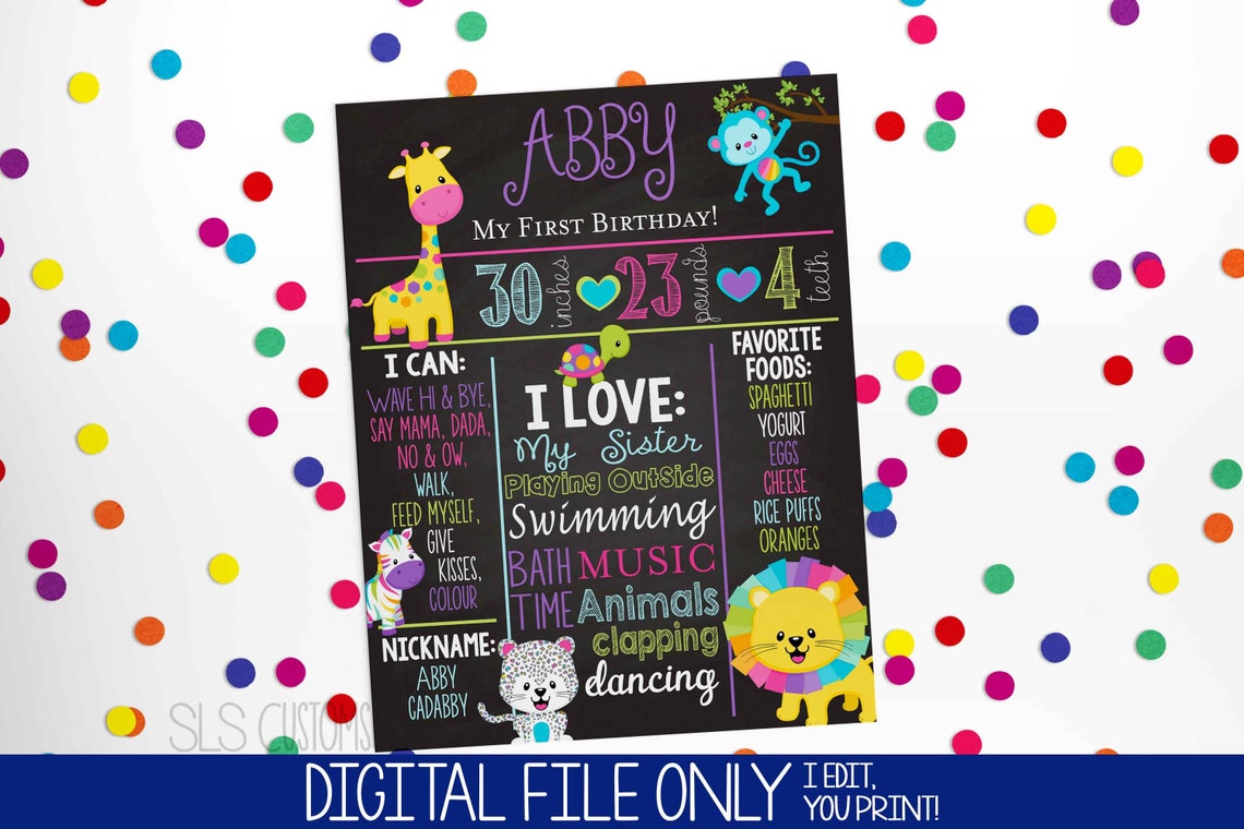 Rainbow Zoo / Jungle Themed Printable Chalkboard Sign Perfect - Etsy Canada