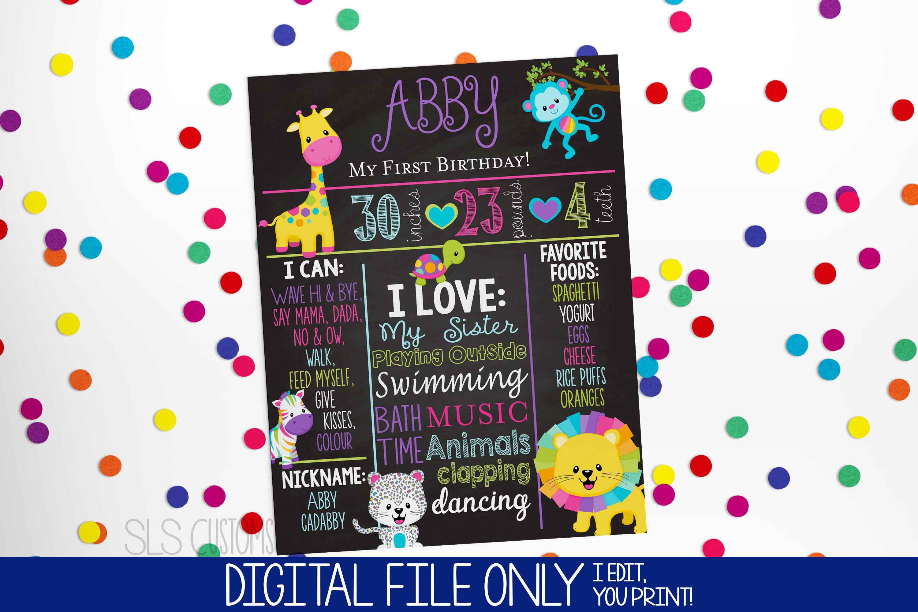 Rainbow Zoo / Jungle Themed Printable Chalkboard Sign Perfect - Etsy Canada