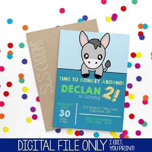 Donkey Boy Themed Printable Birthday Invitations 4x6 or 5x7 - Etsy