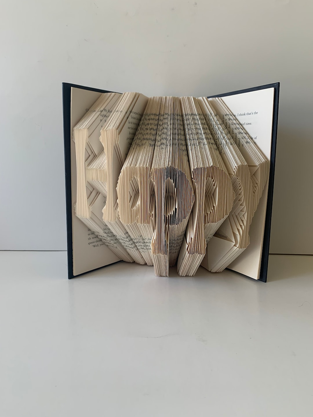 Folded Book Art Happy Sculpture Unique Book Art for Book Lover ...