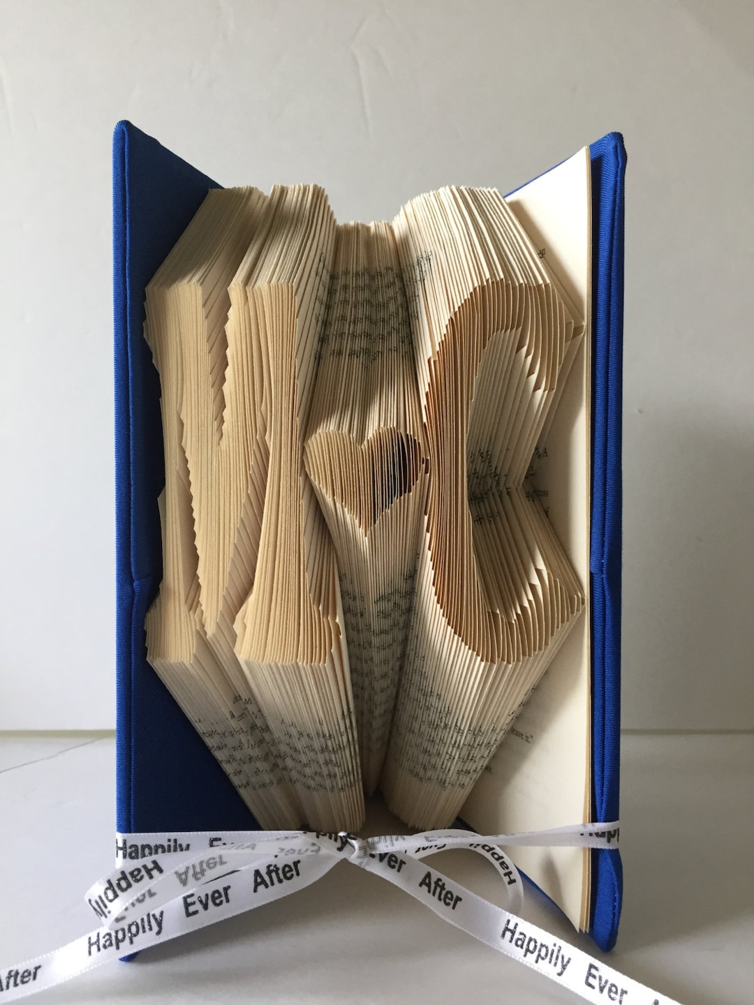 Two Initials With Heart in Middle Book Sculpture, Wedding Gift, Paper ...