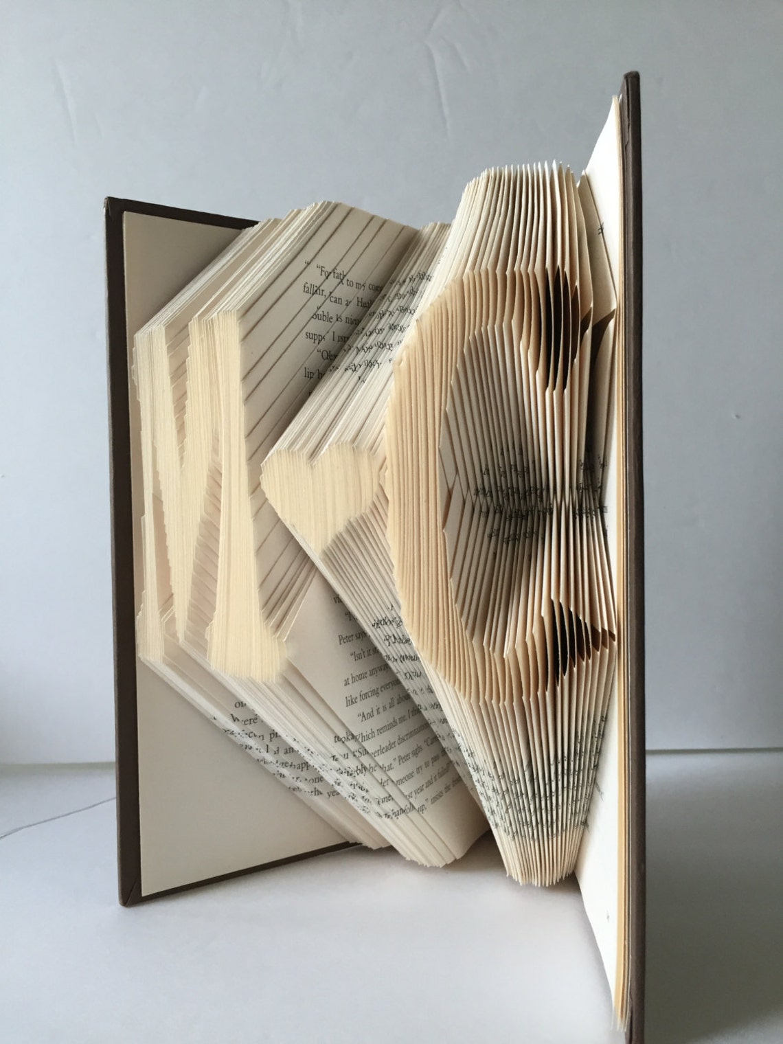 Two Initials, With Heart in Middle, Book Sculpture, Wedding Gift, Paper ...