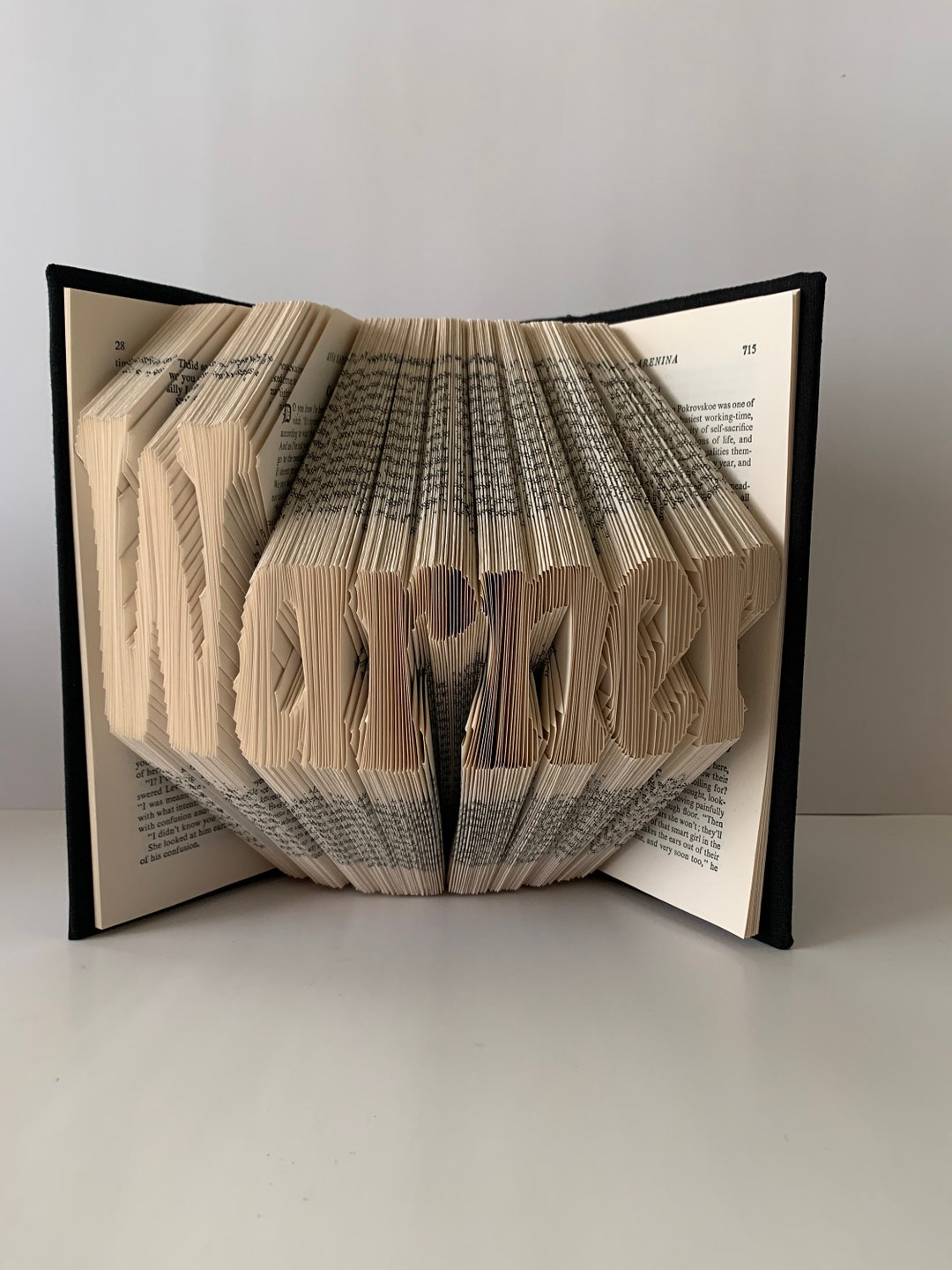Folded Book Art, Name Sculpture, up to Six Letters, Unique Book Art ...