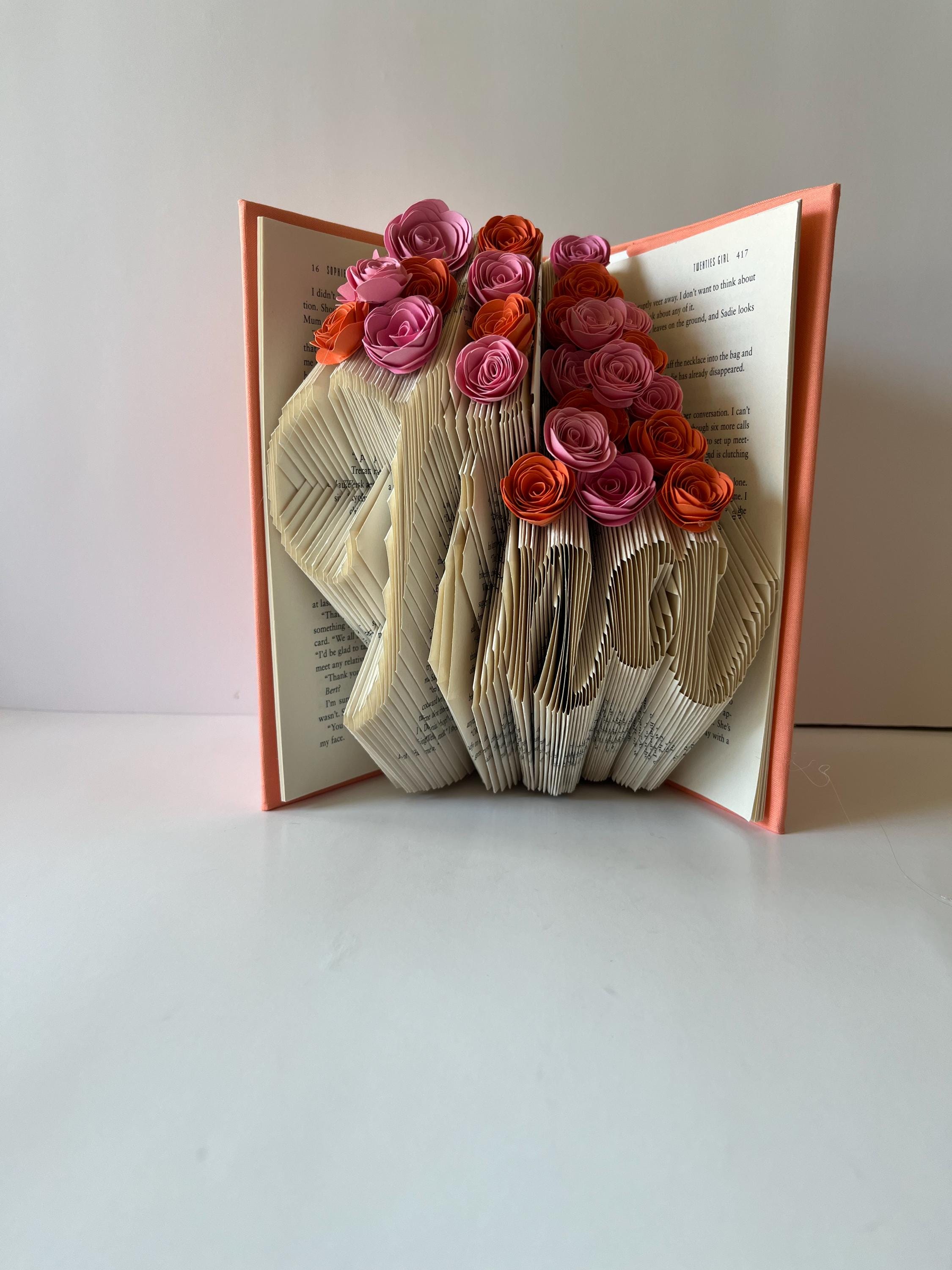 Custom Name, Book Sculpture, Paper Flowers, Birthday Gift, Folded Book ...