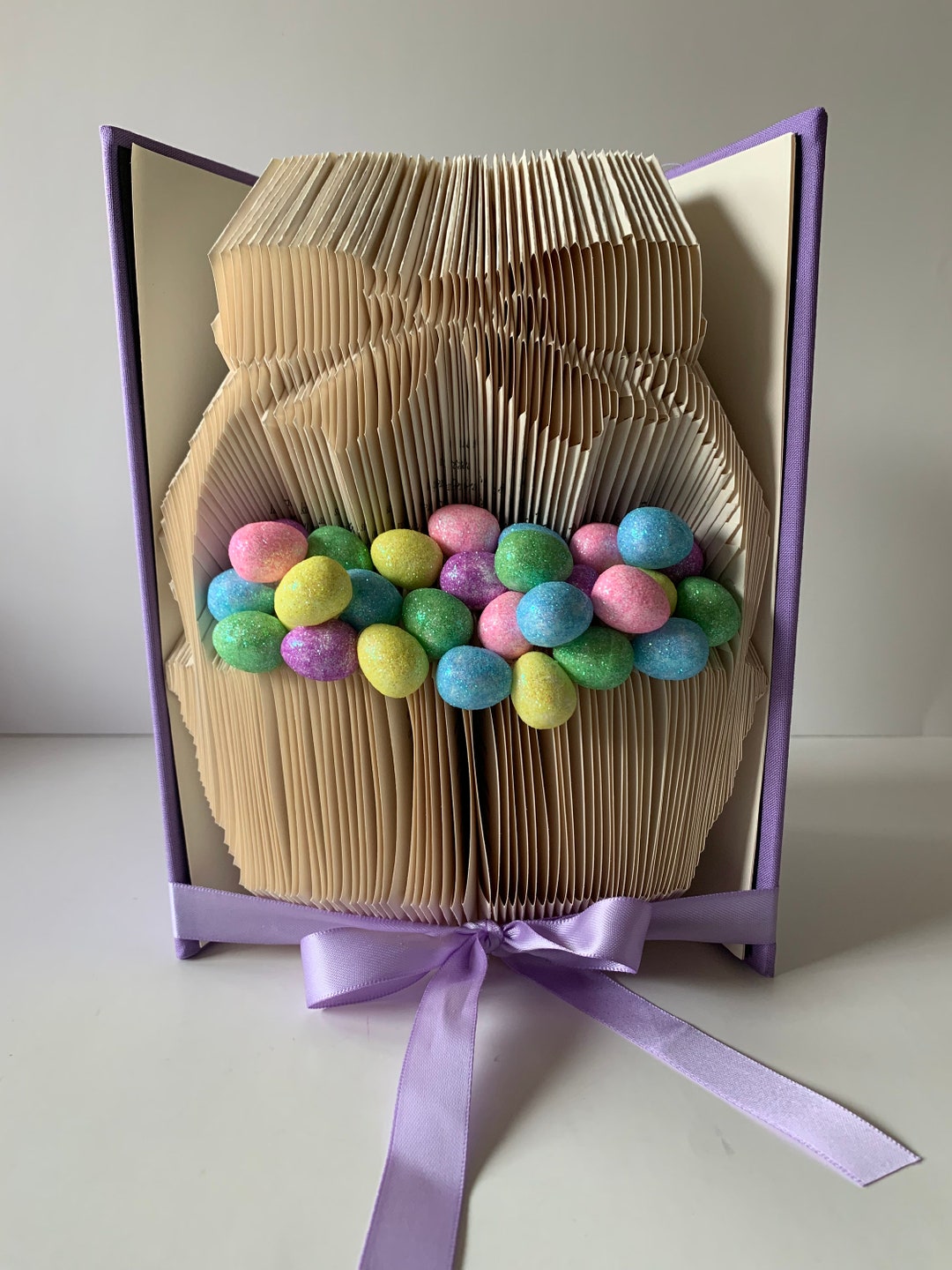 Easter Basket Book Sculpture Easter Eggs Table Centerpiece Unique ...